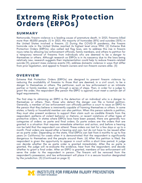 What is an Extreme Risk Protection Order? | Institute for Firearm ...